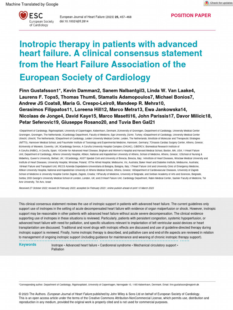 Inotropic Support in Heart Failure | PDF | Heart Failure | Heart