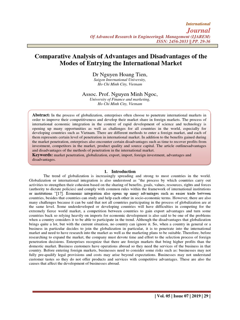 Comparative Analysis of Advantages and D | PDF | Franchising | Exports