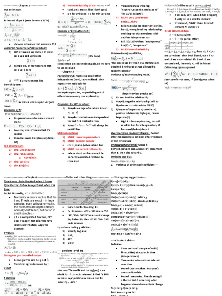 4) MLR4: Zero Cond Mean E (U - x1,..xk) 0: 2) NO BIAS Condition | PDF ...