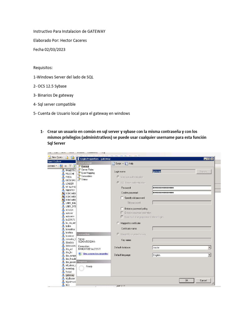 Manual de Instalacion de GATEWAY | PDF | Servidor SQL de Microsoft ...