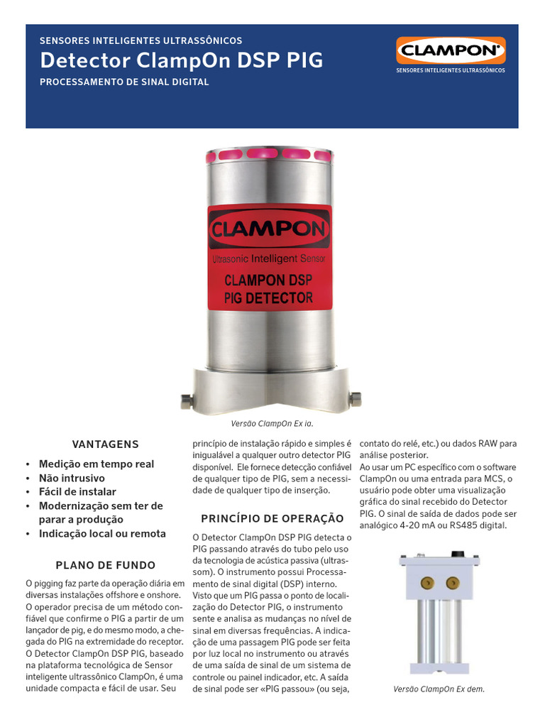 Detector ClampOn DSP PIG Ultrassônico | PDF | Processamento de sinais