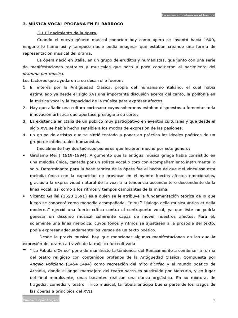 Tema 38. La Ópera en El Barroco | PDF | Ópera | Las artes escénicas