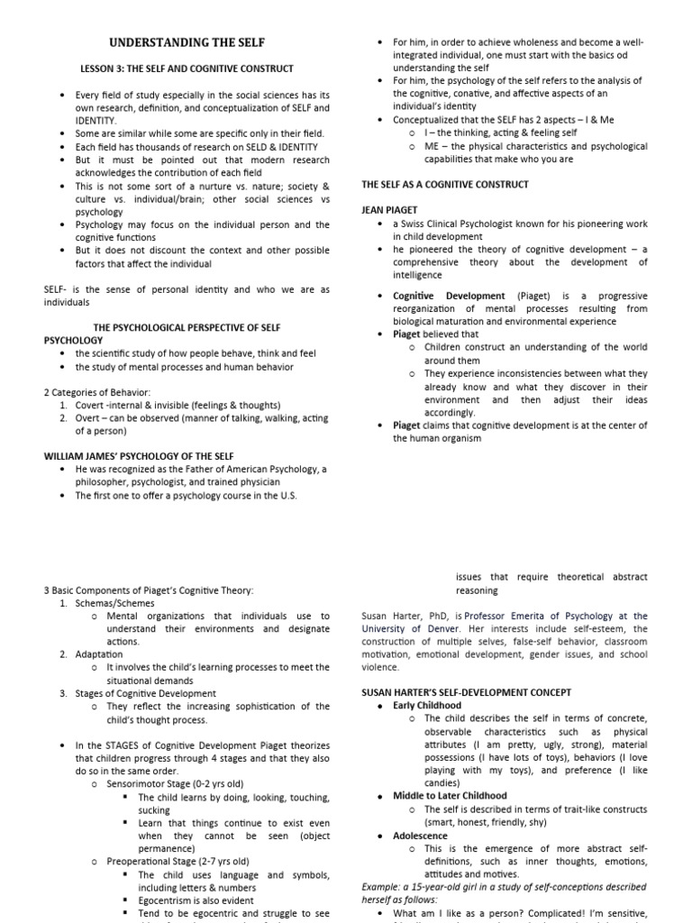 Self Development and Psychological Concepts | PDF | Psychology | Cognition