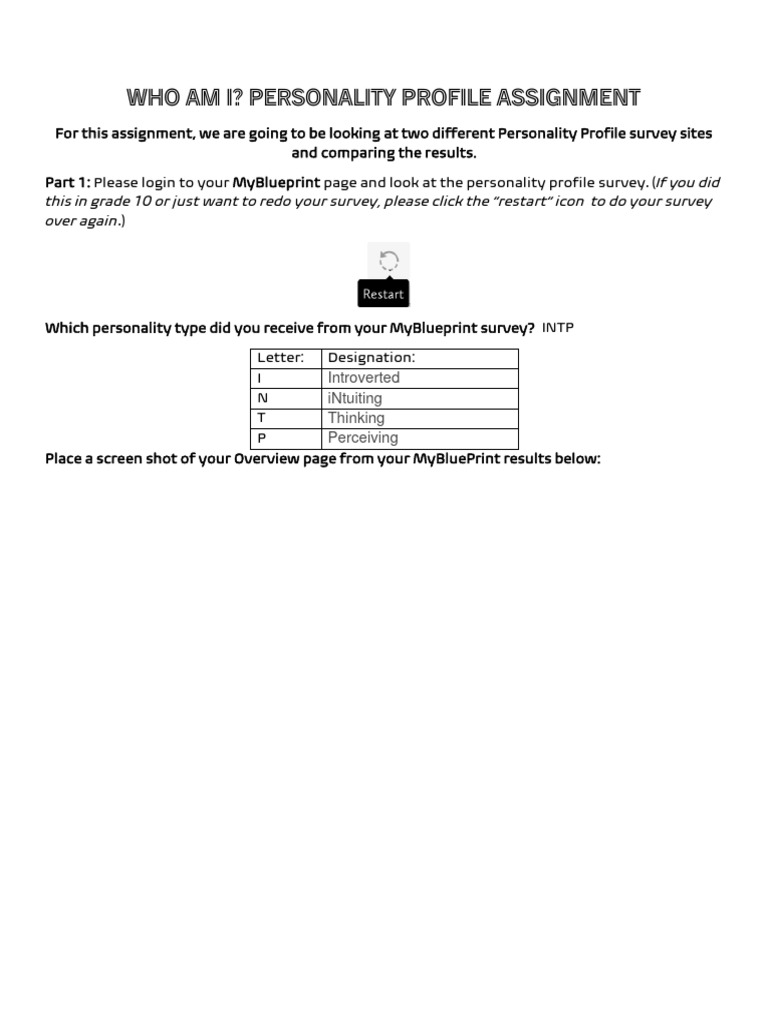 CLC 12 - Who Am I - Writing Assignment - Use | PDF | Personality Type ...