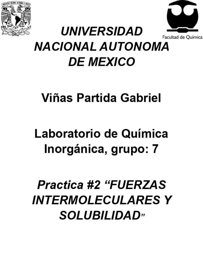 Práctica #2 Ino | PDF | Polaridad química | Moléculas