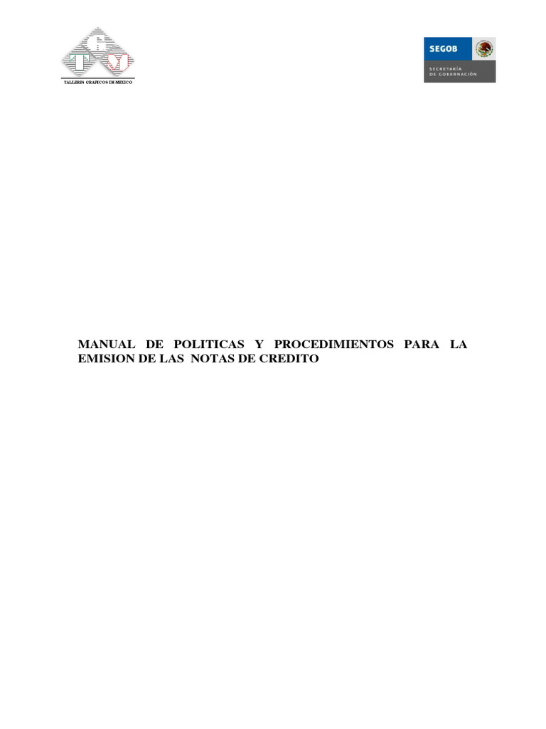 Manual de Pol Ticas y Procedimientos Para La Emisi n de Las Notas de Cr Dito | PDF | Gobierno ...