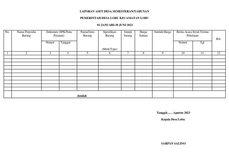 Laporan Aset Desa | PDF