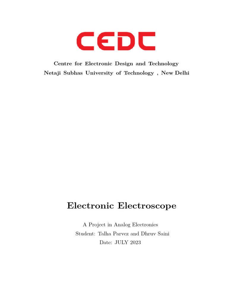 Electronic Electroscope Project Report | PDF | Amplifier | Operational ...