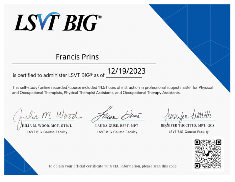 LSVT Certificate 2023 | PDF