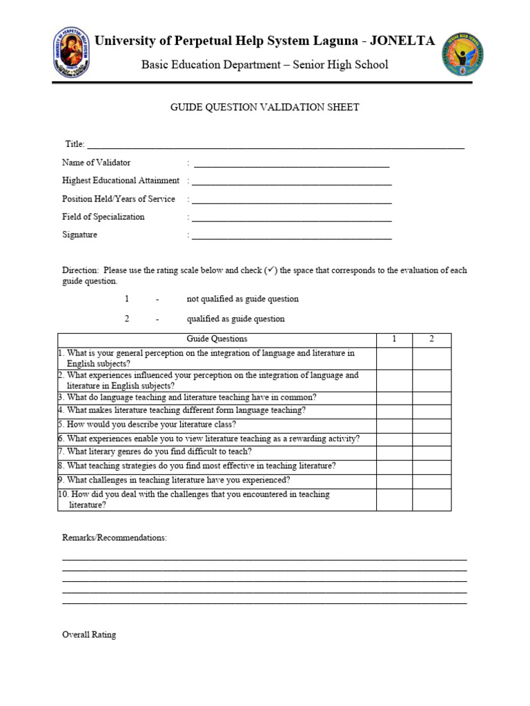 Quali Validation Sheet | PDF | Cognitive Science | Human Communication