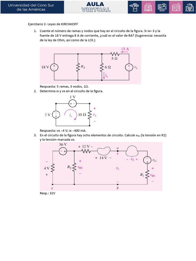 Ejercitario 2 - Leyes de Kirchhoff-1 | PDF
