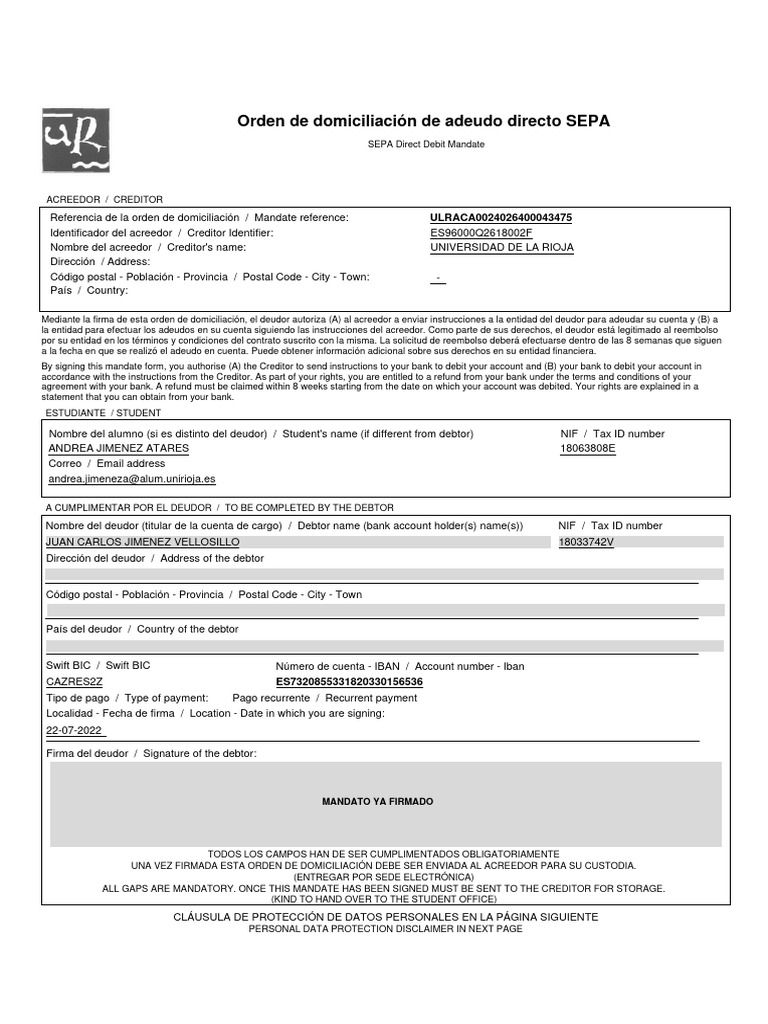 Mandato Sepa 3 | PDF