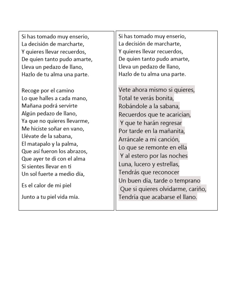 Letra Llano | PDF