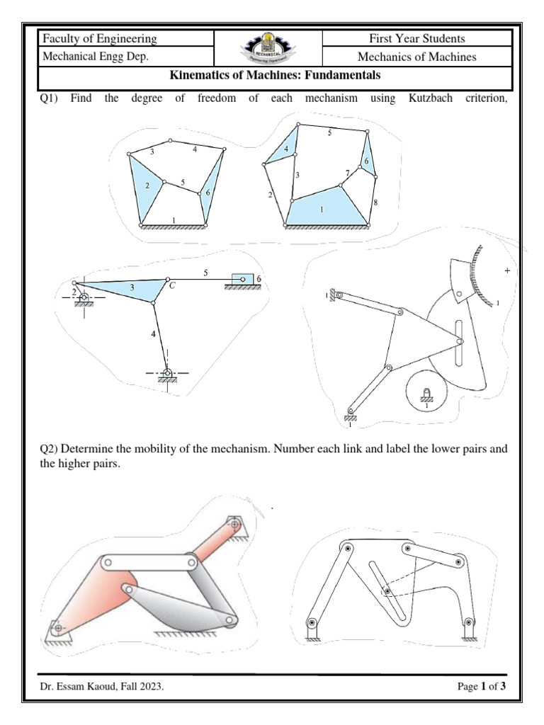 Sheet No 1 # Kinematics Fundamentals | PDF