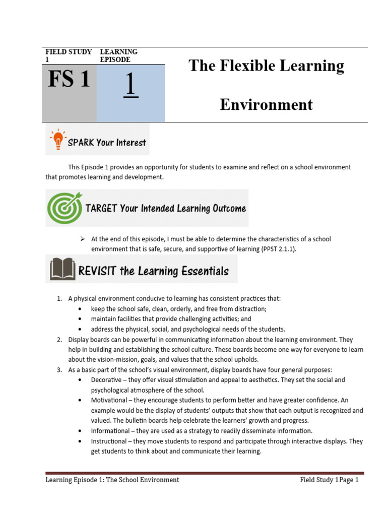 fs1 L.e1 | PDF | Learning | Classroom