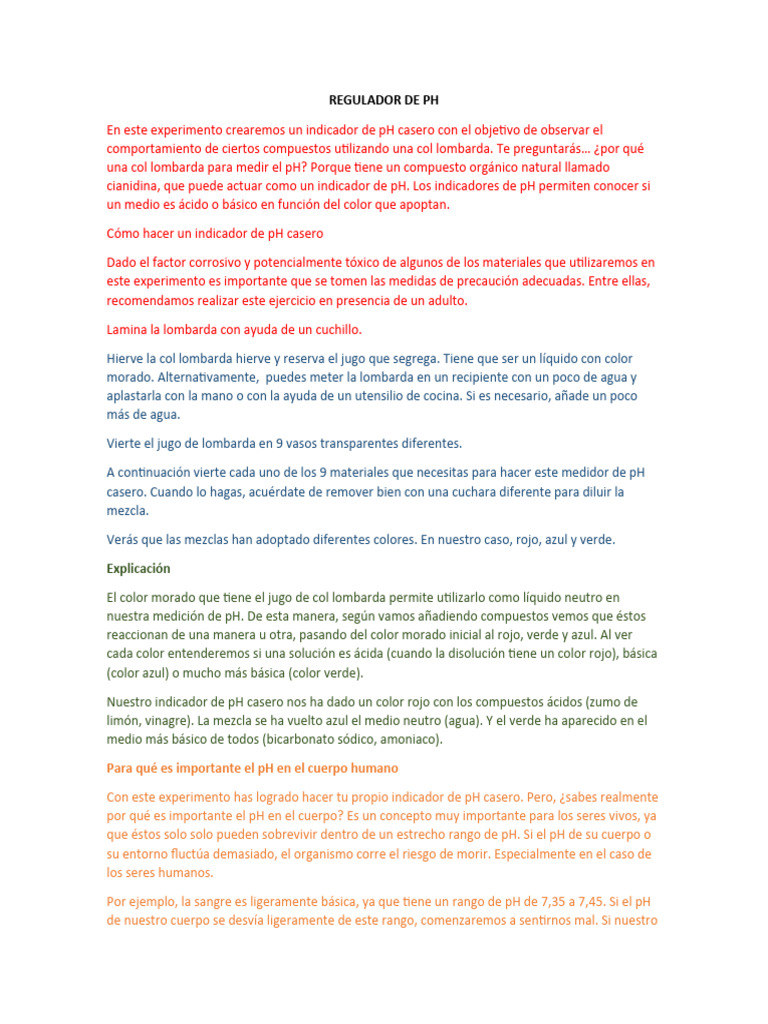 Regulador de PH: Explicación | PDF | Ph | Química