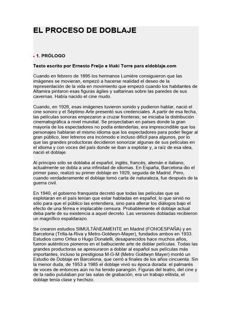 El Proceso de Doblaje | PDF | Traducciones | Vídeo