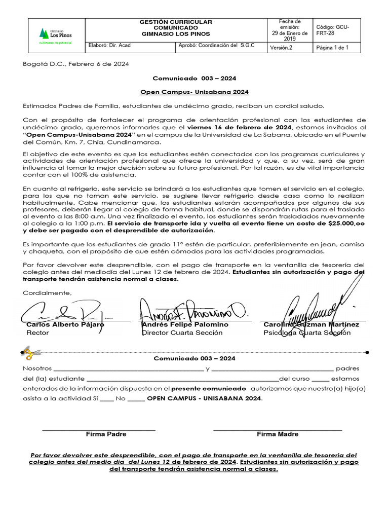 Comunicado 003 Open Campus 2024 | PDF