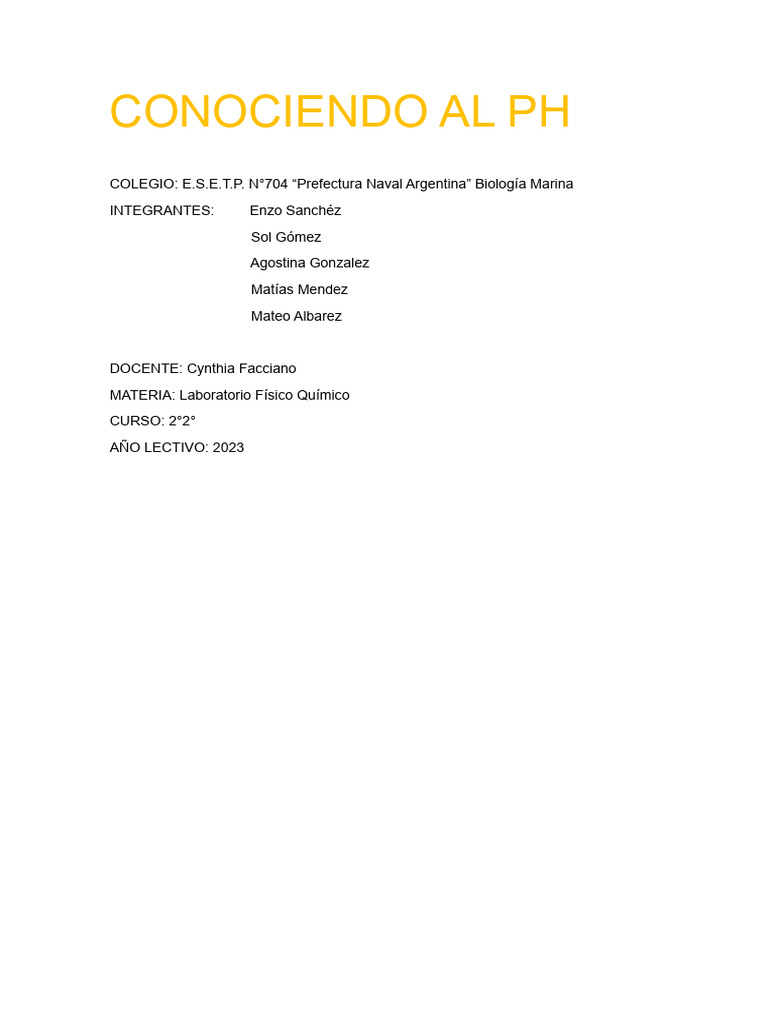Conociendo Al PH | PDF | Ph | Ciencias fisicas