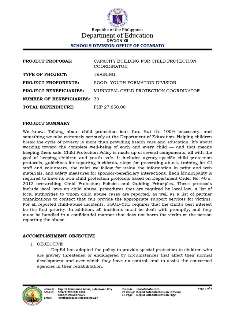 CPP Accomplishment Report | Download Free PDF | Child Protection ...