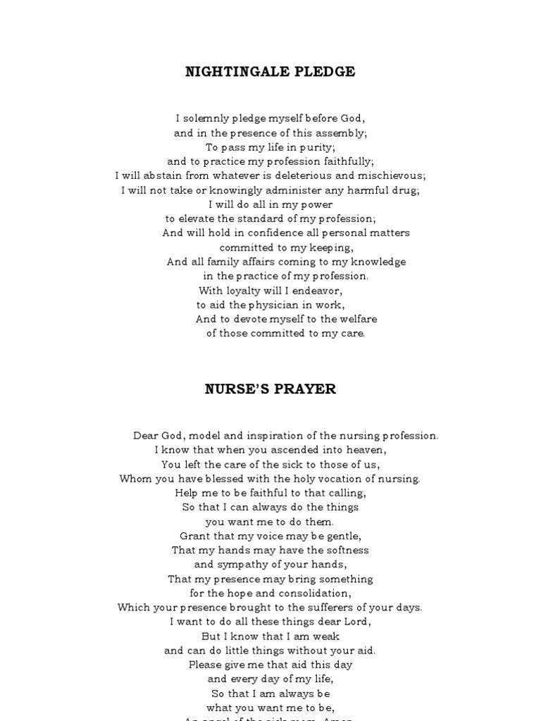 Nightingale Pledge | PDF | Human Anatomy | Primate Anatomy