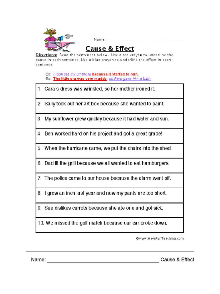 Cause Effect Worksheet PDF | PDF