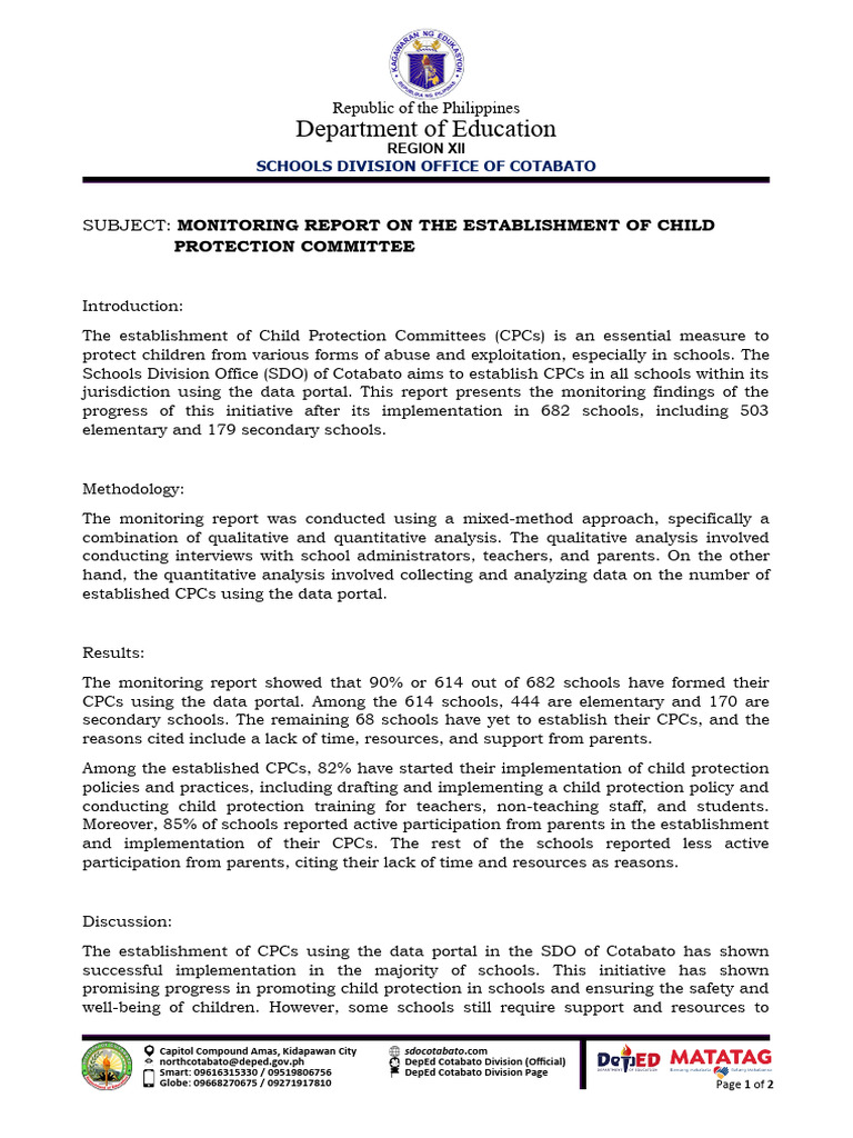 Child Protection Committee Monitoring Report | PDF