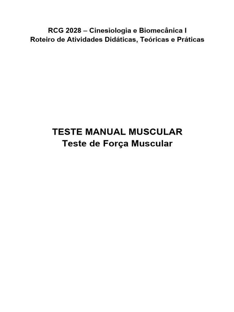 Teste Manual de Força Muscular | PDF | Cotovelo | Músculo esquelético