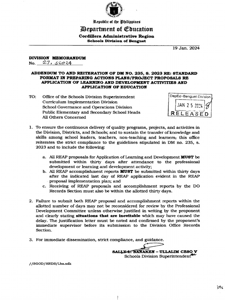 SDO Memo No. 027 S. 2024 | PDF