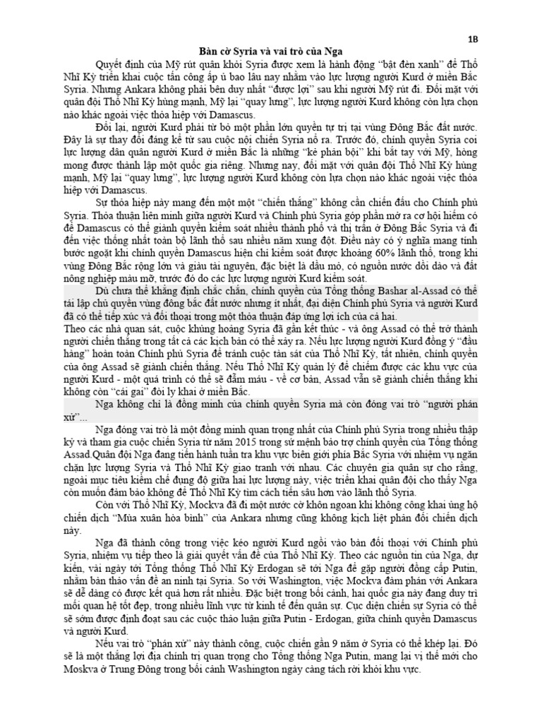 Bàn C Syria Và Vai Trò C A Nga | PDF