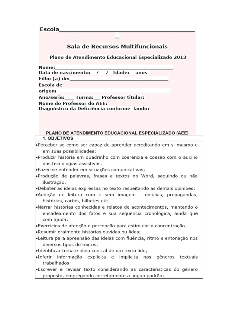 Modelo de PDI | PDF | Educação Especial | Alfabetização