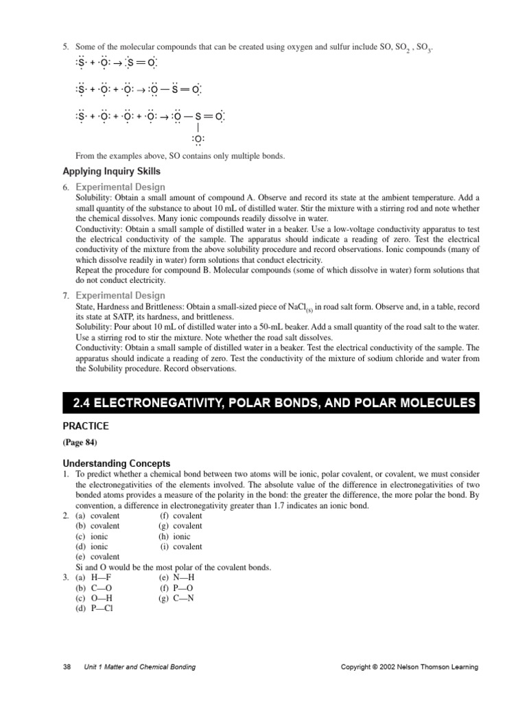 2 4textanswers | Download Free PDF | Chemical Polarity | Chemical Bond