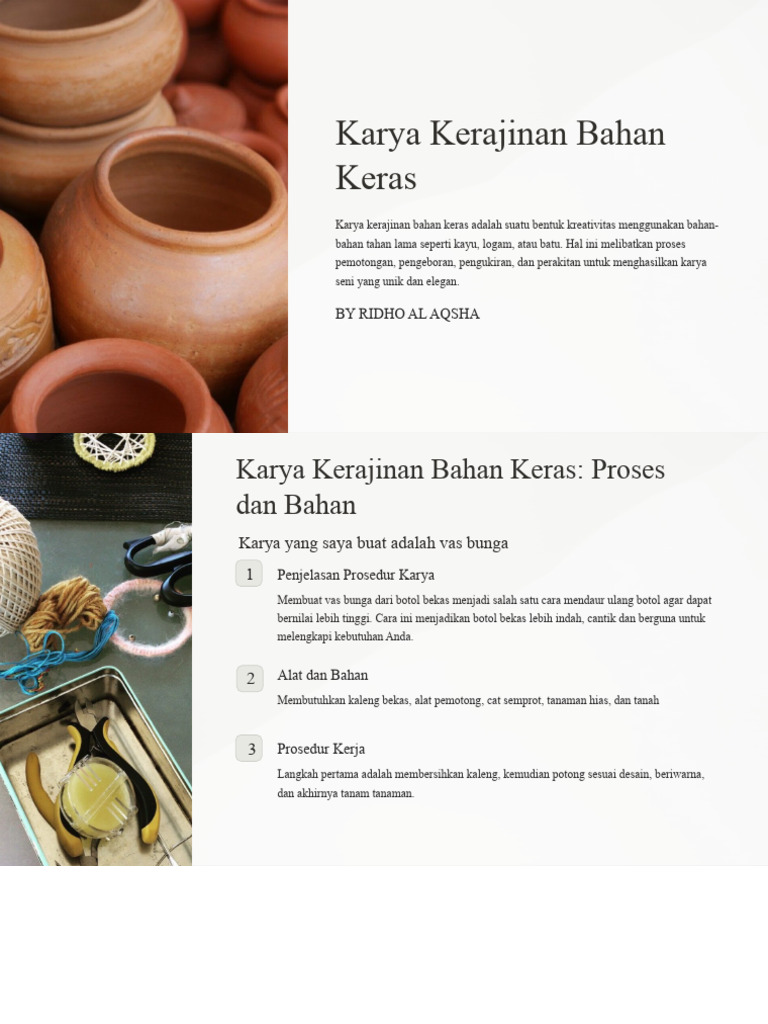 Karya Kerajinan Bahan Keras - PPTX 20240205 122217 0000 | PDF | Seni
