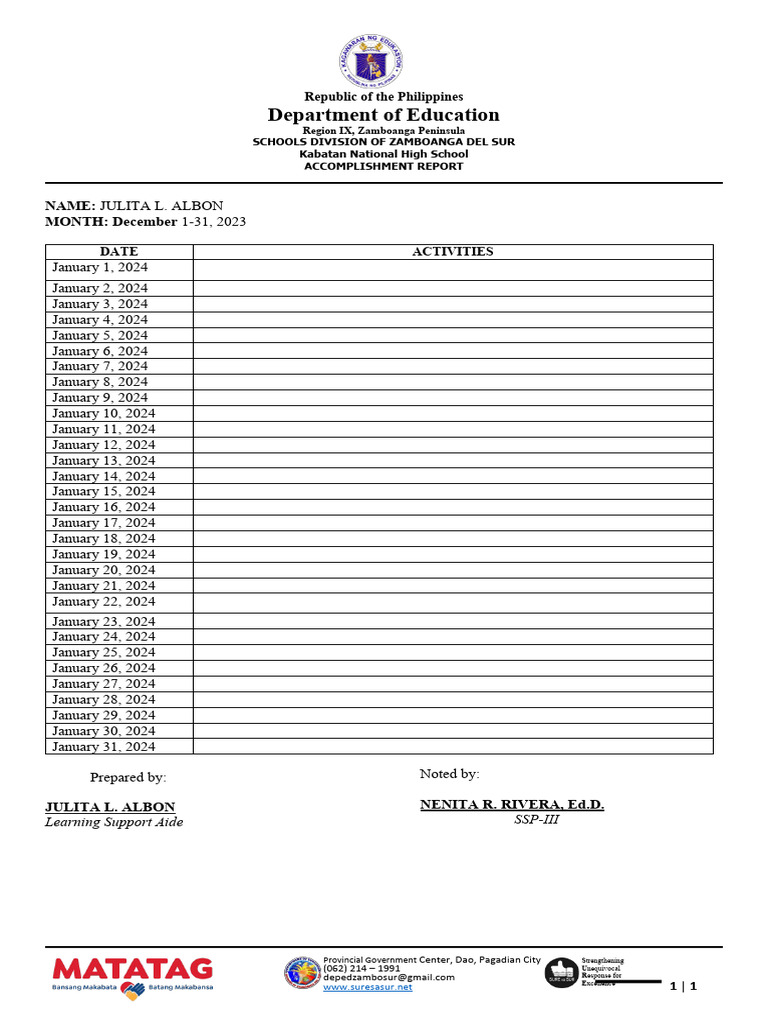 LP Accomplishment Report 2024 | PDF