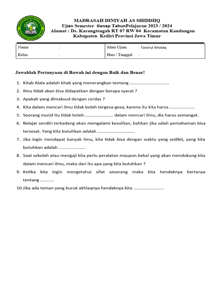 Soal Alala | PDF | Karier & Perkembangan | Pengembangan Diri