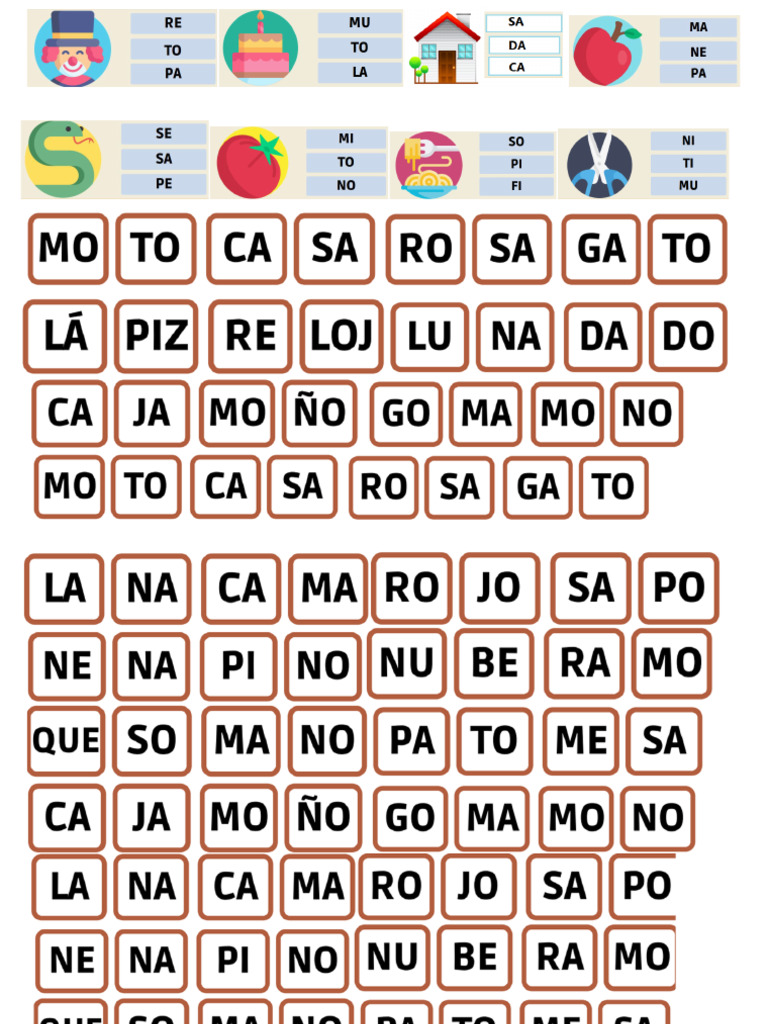 ACTIVIDADES DE SÍLABAS para Armar Palabras PDF | PDF