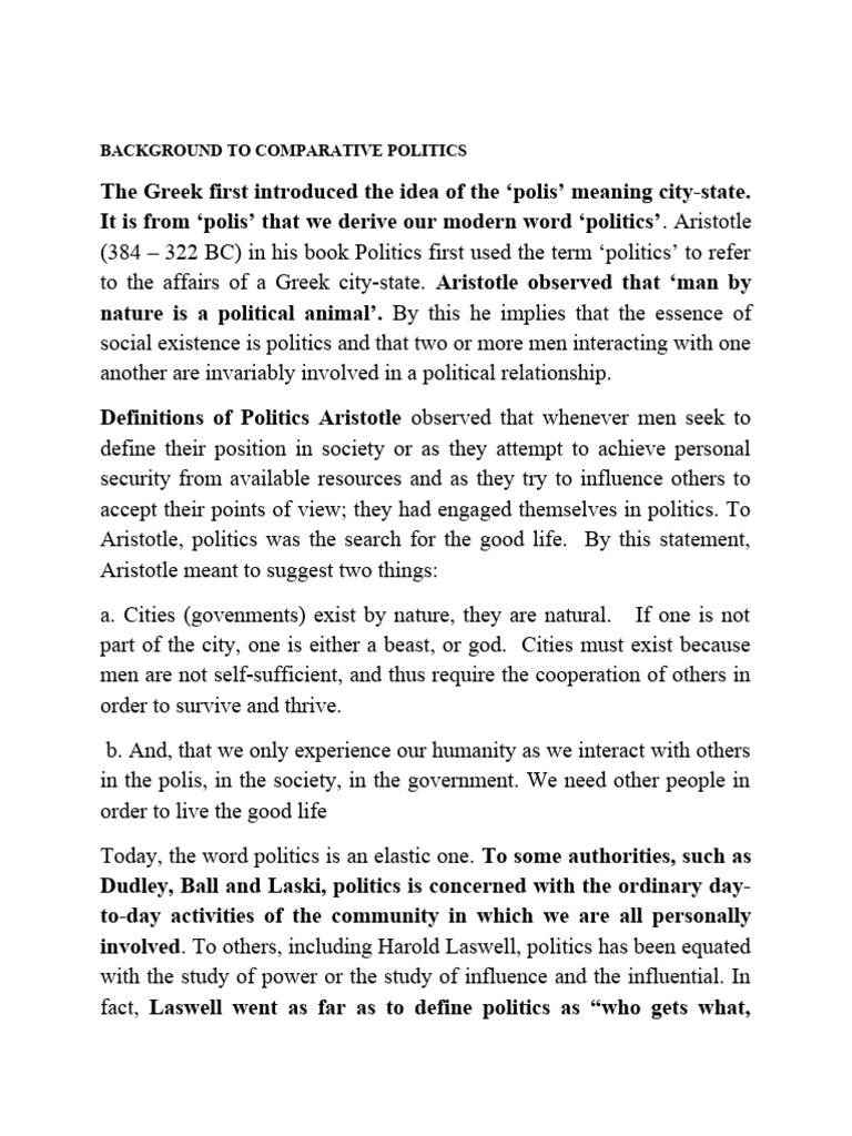 Intro To Comparative Politics - Background | PDF | Science | Aristotle