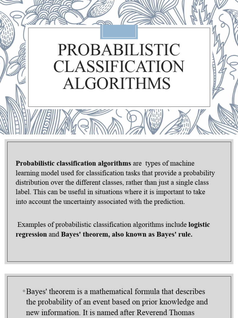 Probabilistic Classification Algorithms | PDF | Logistic Regression | Statistical Classification