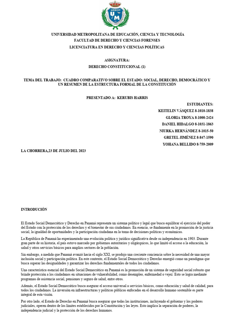 Cuadro Comparativo y Estructura Formal de La Constitucion | PDF ...