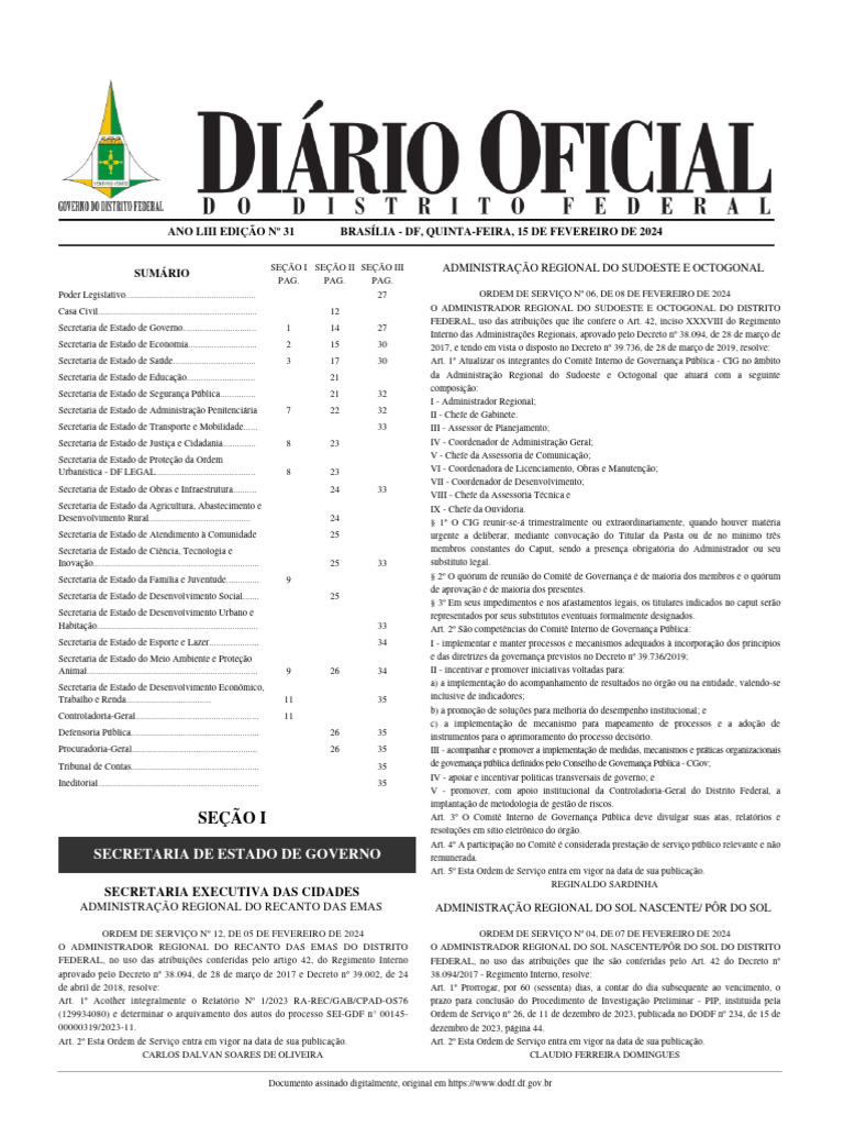 Dodf 031 15-02-2024 Integra | PDF | Farmacêutico | Enfermagem