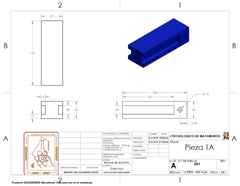 Plano de SolidWorks 1A | PDF | Ingeniería