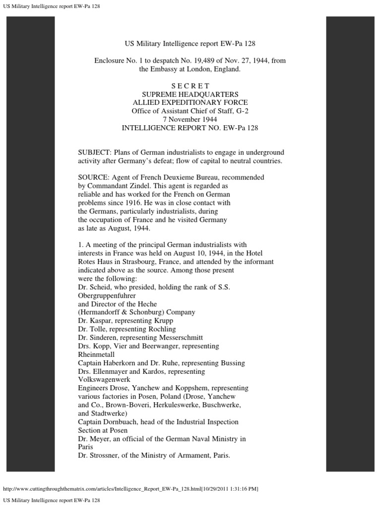 US Military Intelligence Report EW-Pa 128 | PDF | Nazi Party | Nazi Germany