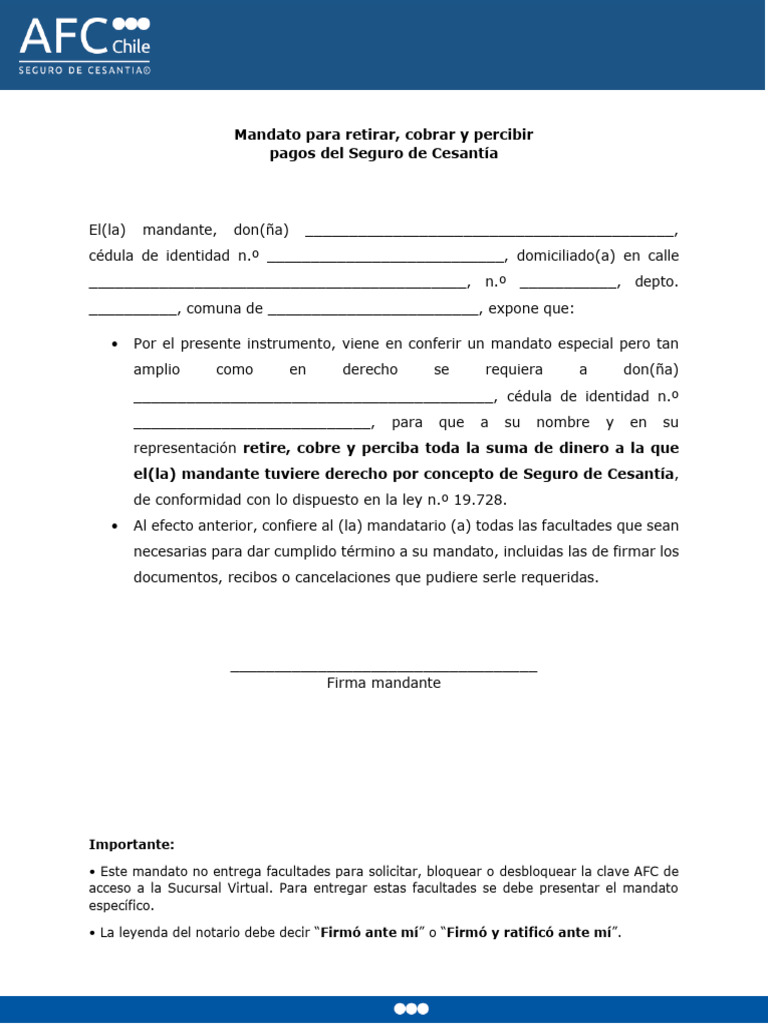 Mandato para Retirar Cobrar y Percibir Cobro | PDF | Finanzas y dinero