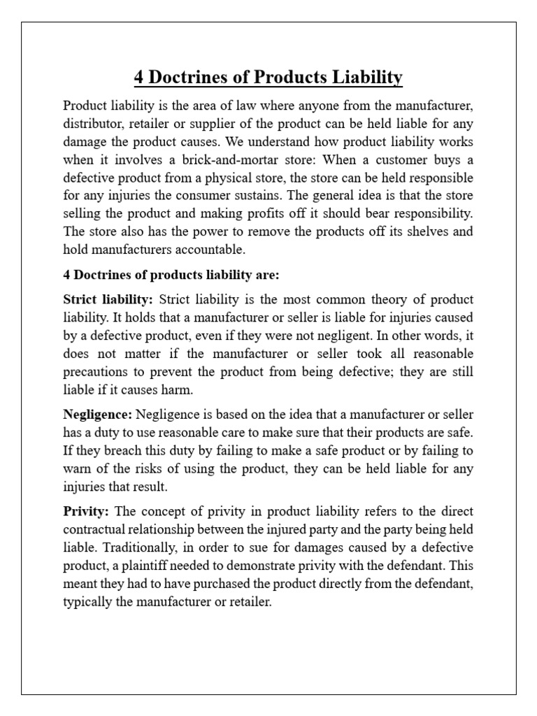 Understanding Product Liability Doctrines | PDF | Product Liability ...