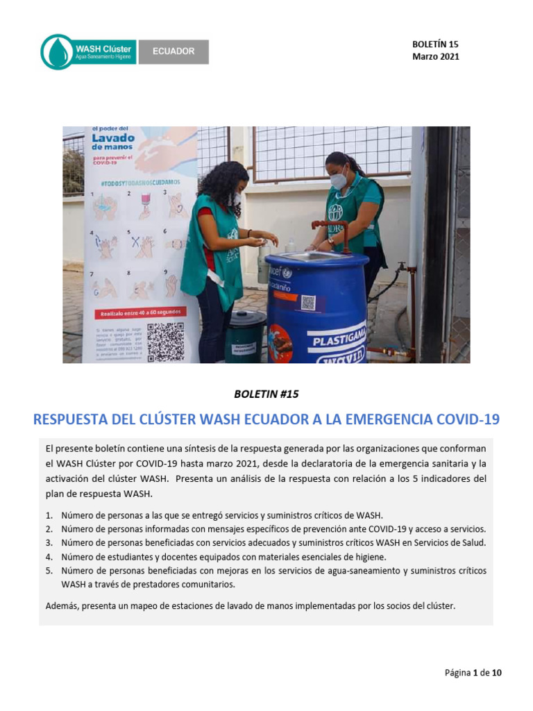 2021-03 Cluster Wash Boletin 15 | PDF | Lavar | Prevención