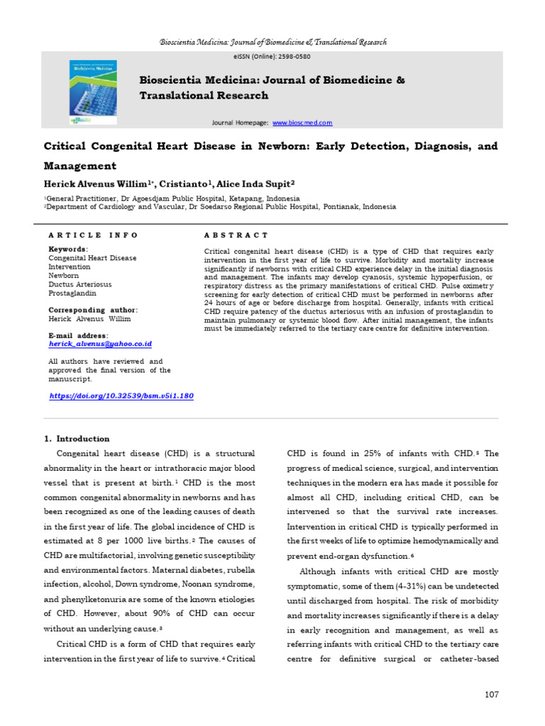 Critical CHD | PDF | Fetus | Cardiovascular System
