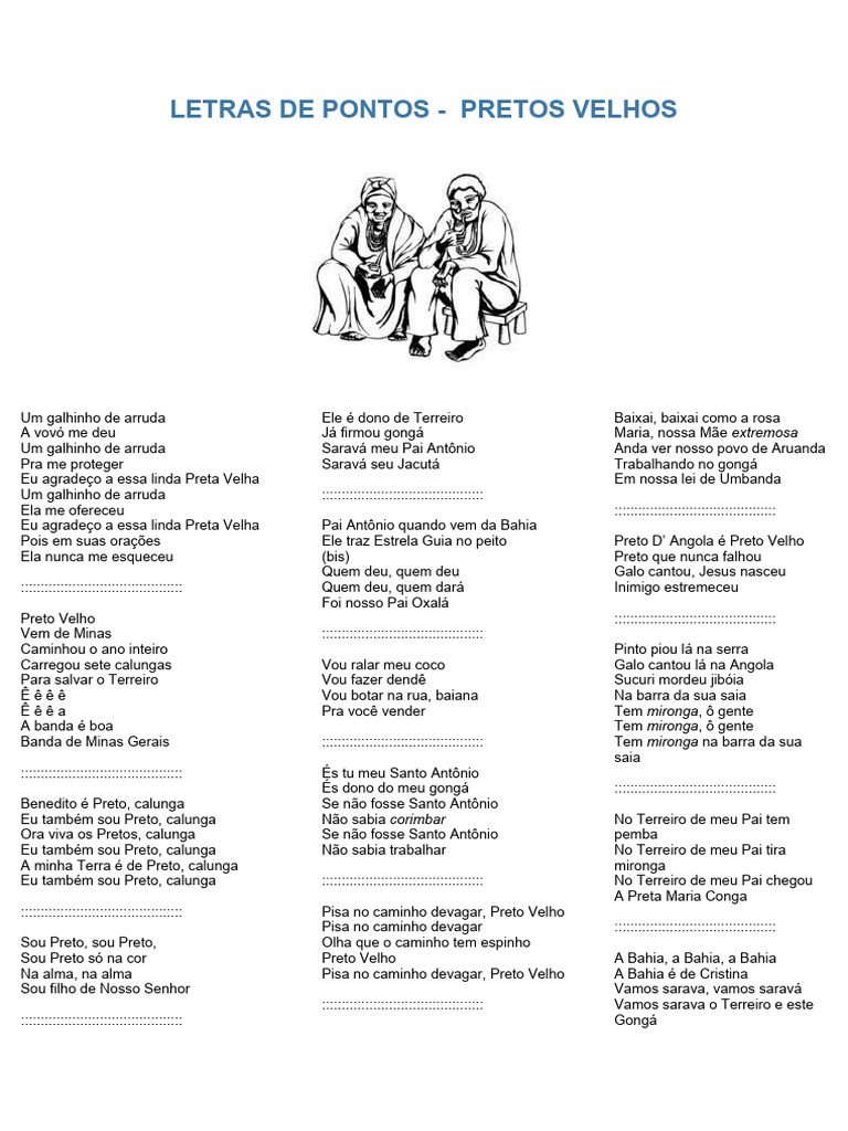 Letras de Pontos de Pretos Velhos | PDF | Rosário | Maria, mãe de Jesus