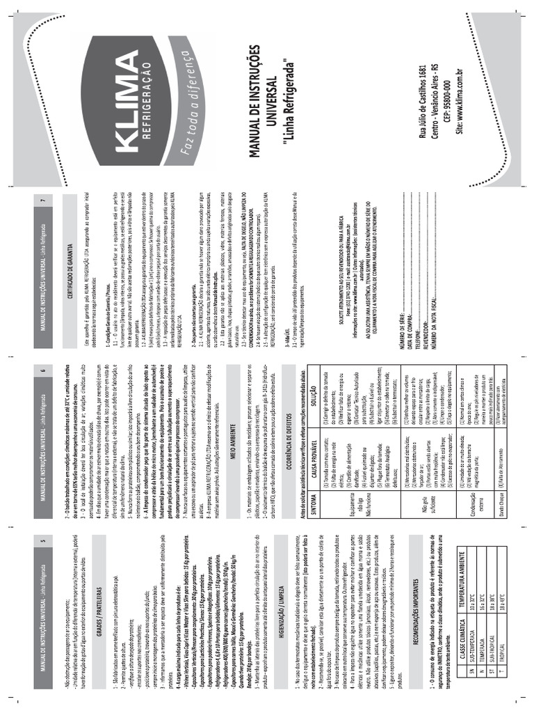 Manual Linha Refrigerada | PDF Manual Linha Refrigerada | PDF