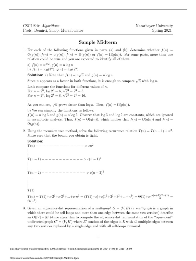 Sample Midterm 1 PDF | PDF | Mathematics | Combinatorics