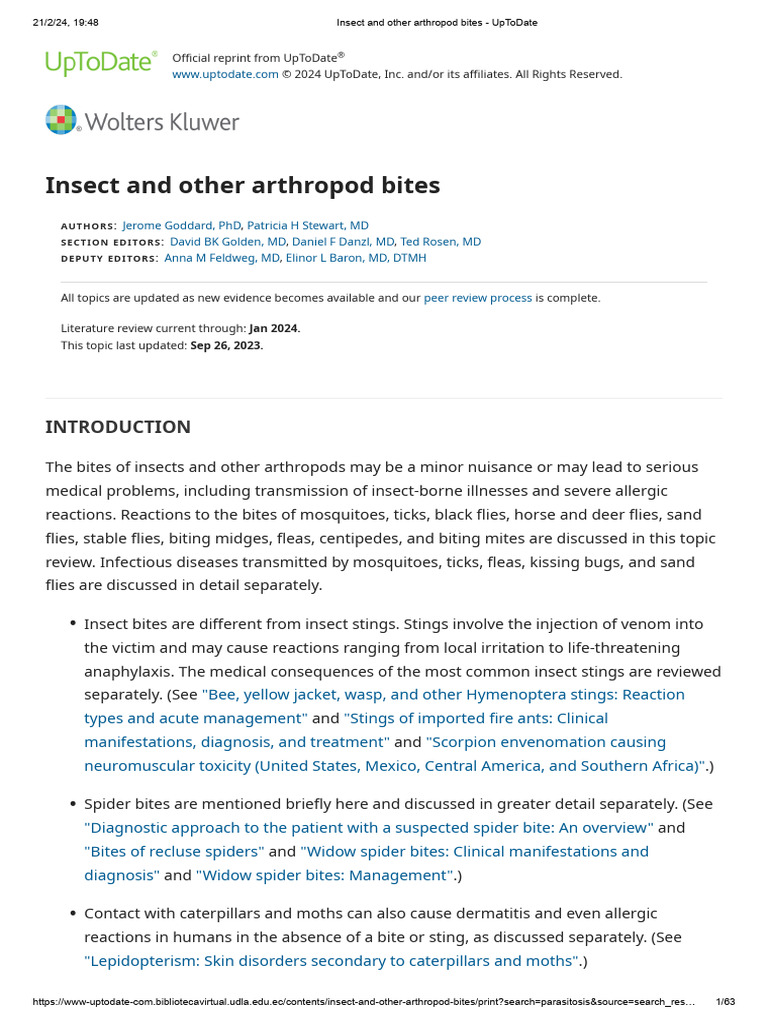 Insect and Other Arthropod Bites | PDF | Allergy | Lyme Disease